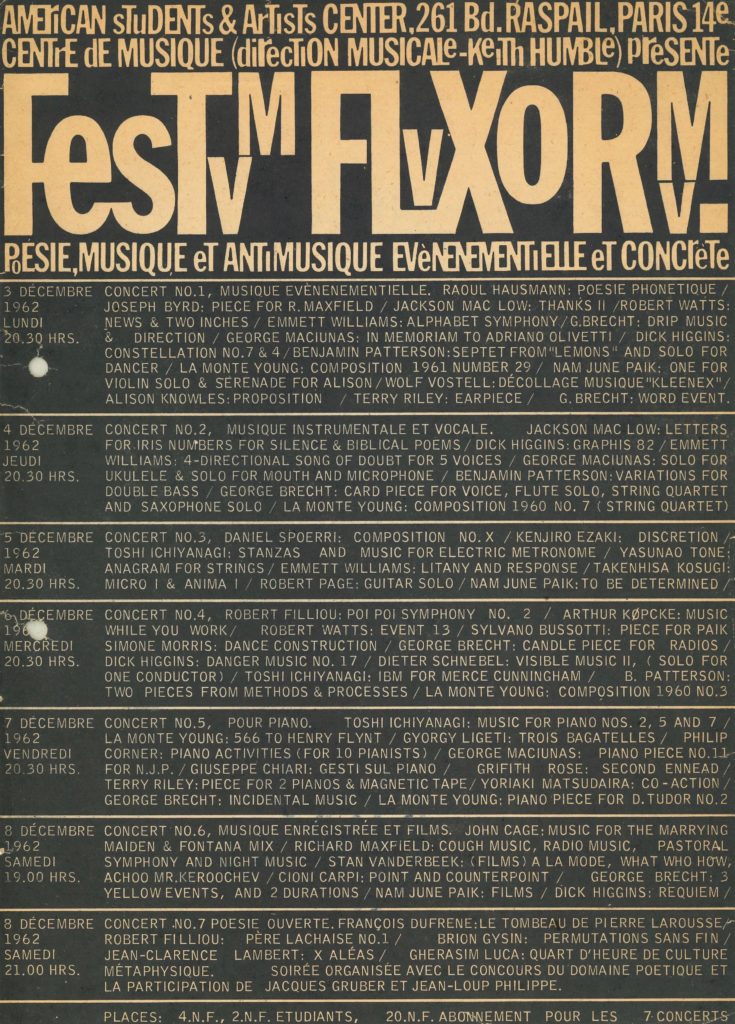 FESTUM FLUXORUM, American Center, Paris, 1962 – AdA Invitations